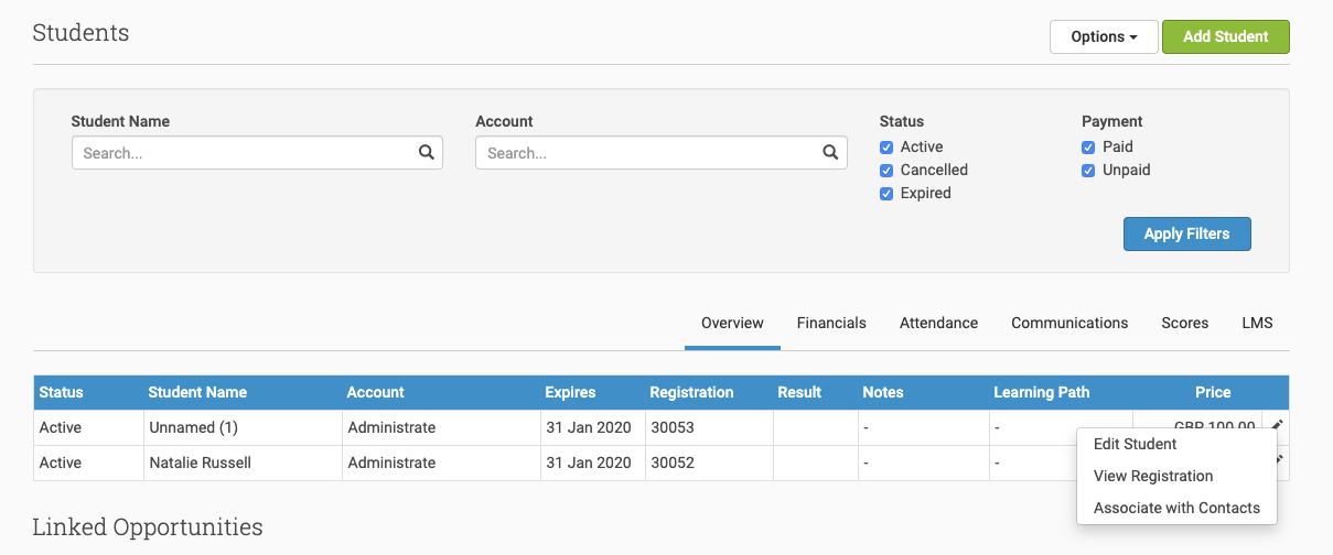 Event Screen – Administrate Documentation and Support