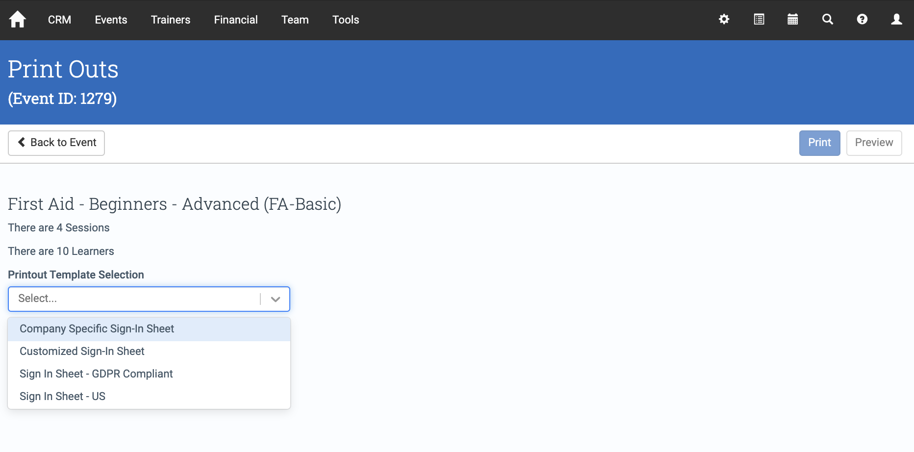 Sign-in Sheets and Print Outs – Administrate Documentation and Support